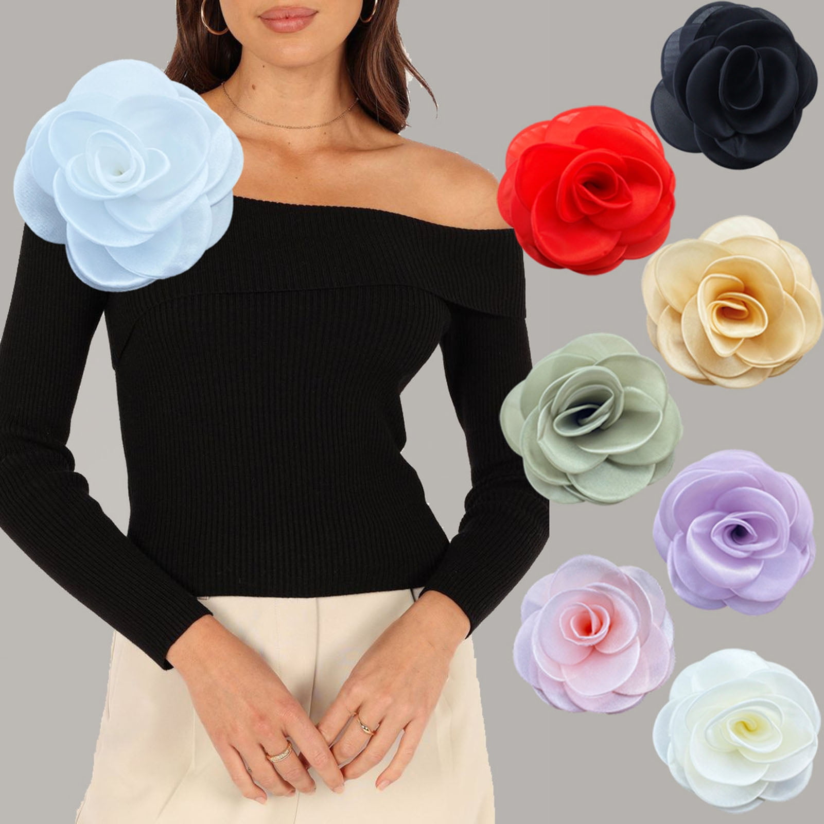 Hyasfey Formal Occasion Corsage French Style Big Camellia Mesh Fabric ...