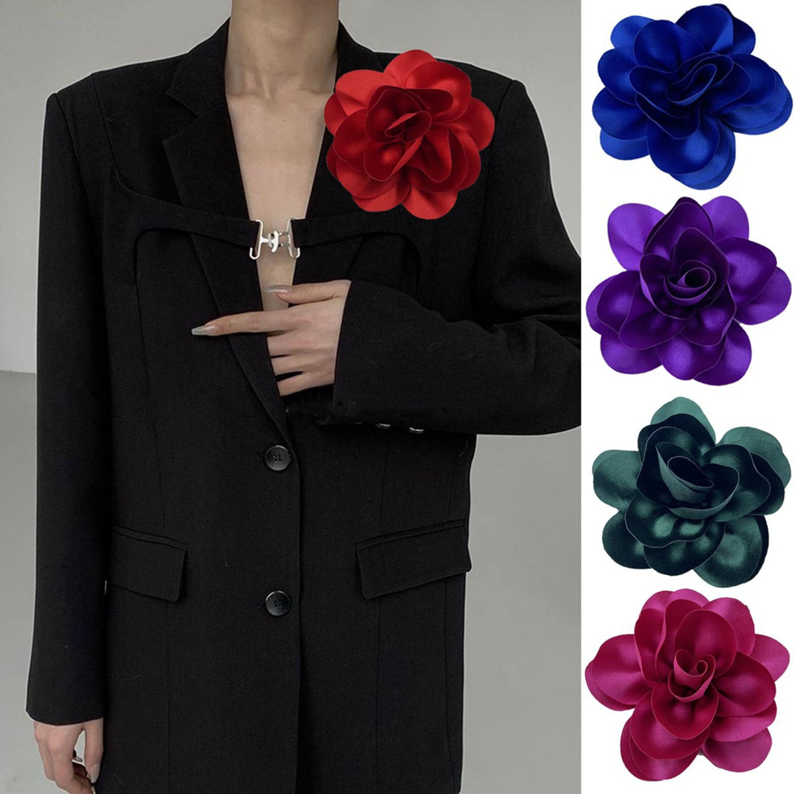 Hyasfey Formal Occasion Corsage French Style Big Rose Satin Fabric ...