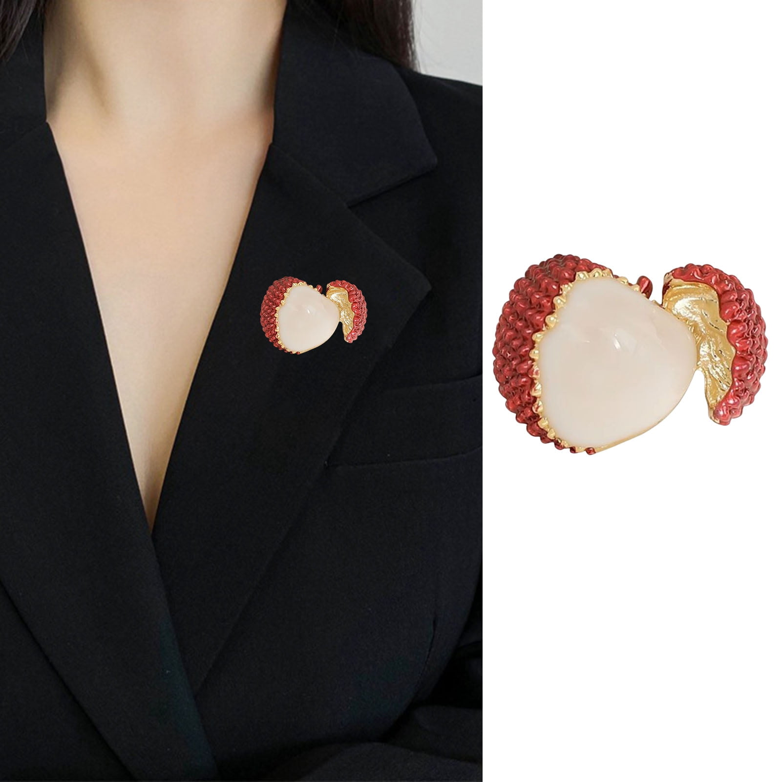 Hyasfey Lychee Brooch Fruit Design Exquisite Versatile Anti-oxidation ...