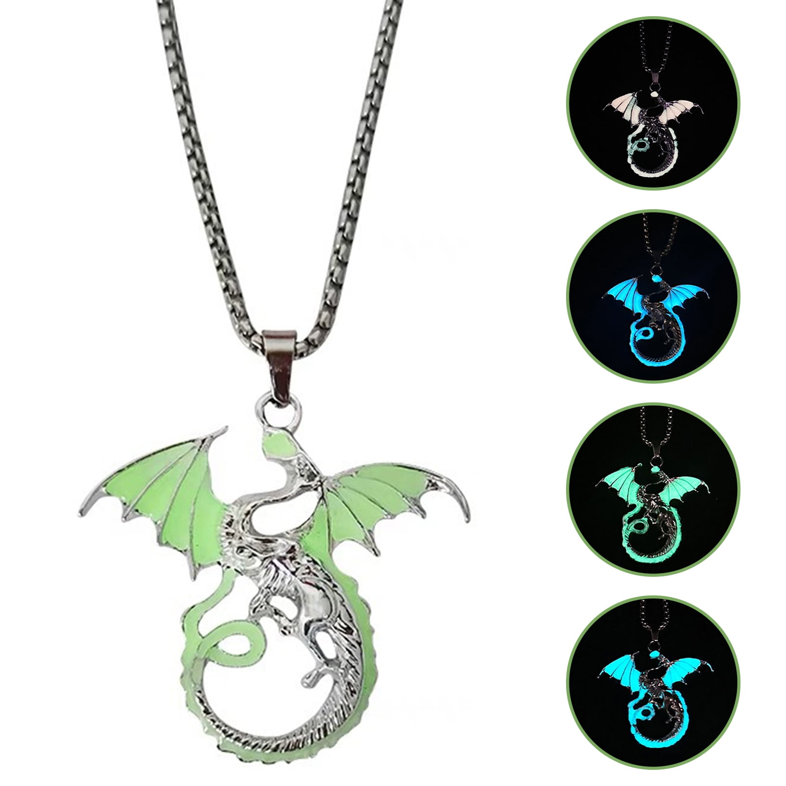 Hyasfey Men Necklace Flame Dragon Pendant Luminous Personality Oil Drop ...