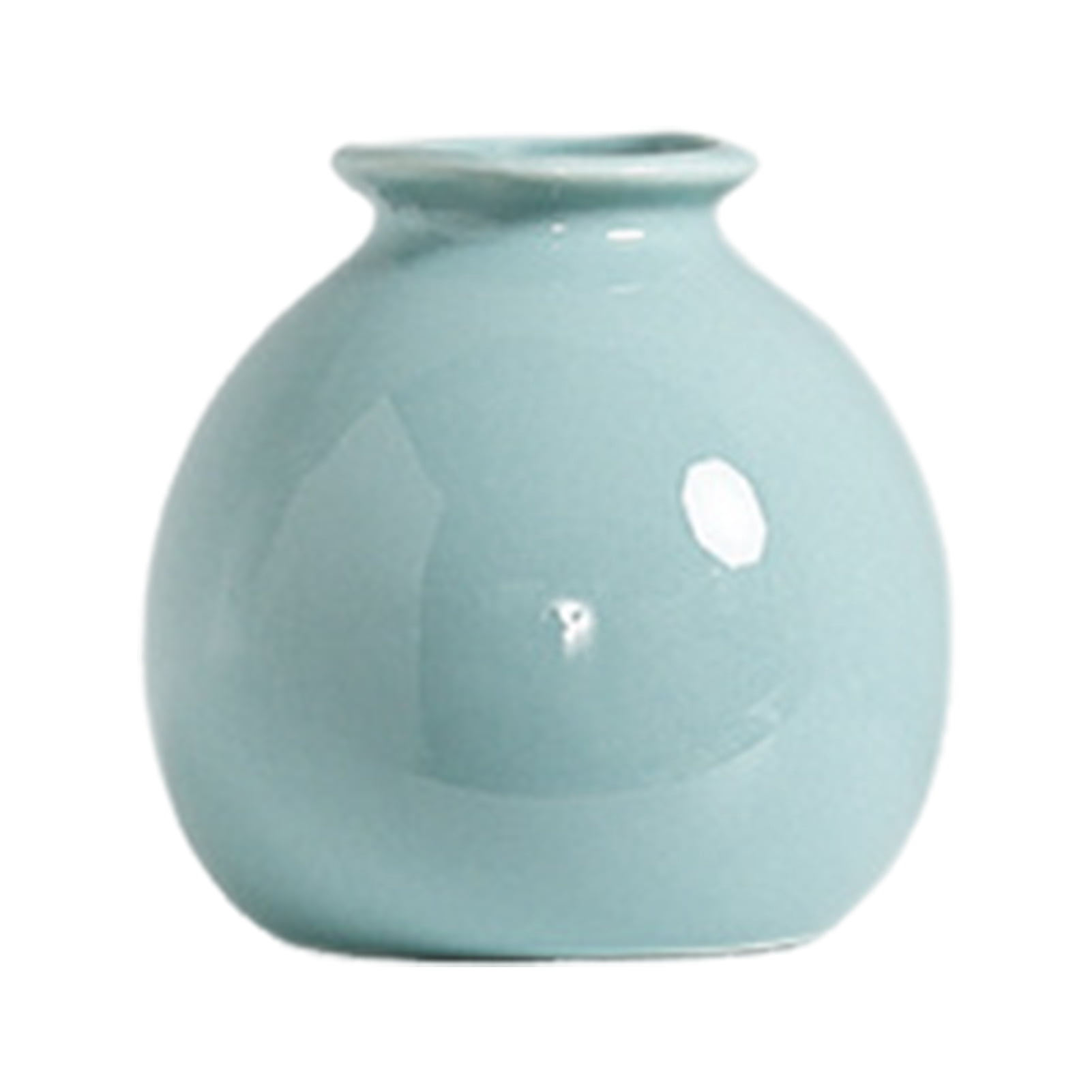 Hyasfey Mini Ceramic Vase Solid Color Glazed Flower Vase Desktop Decor ...