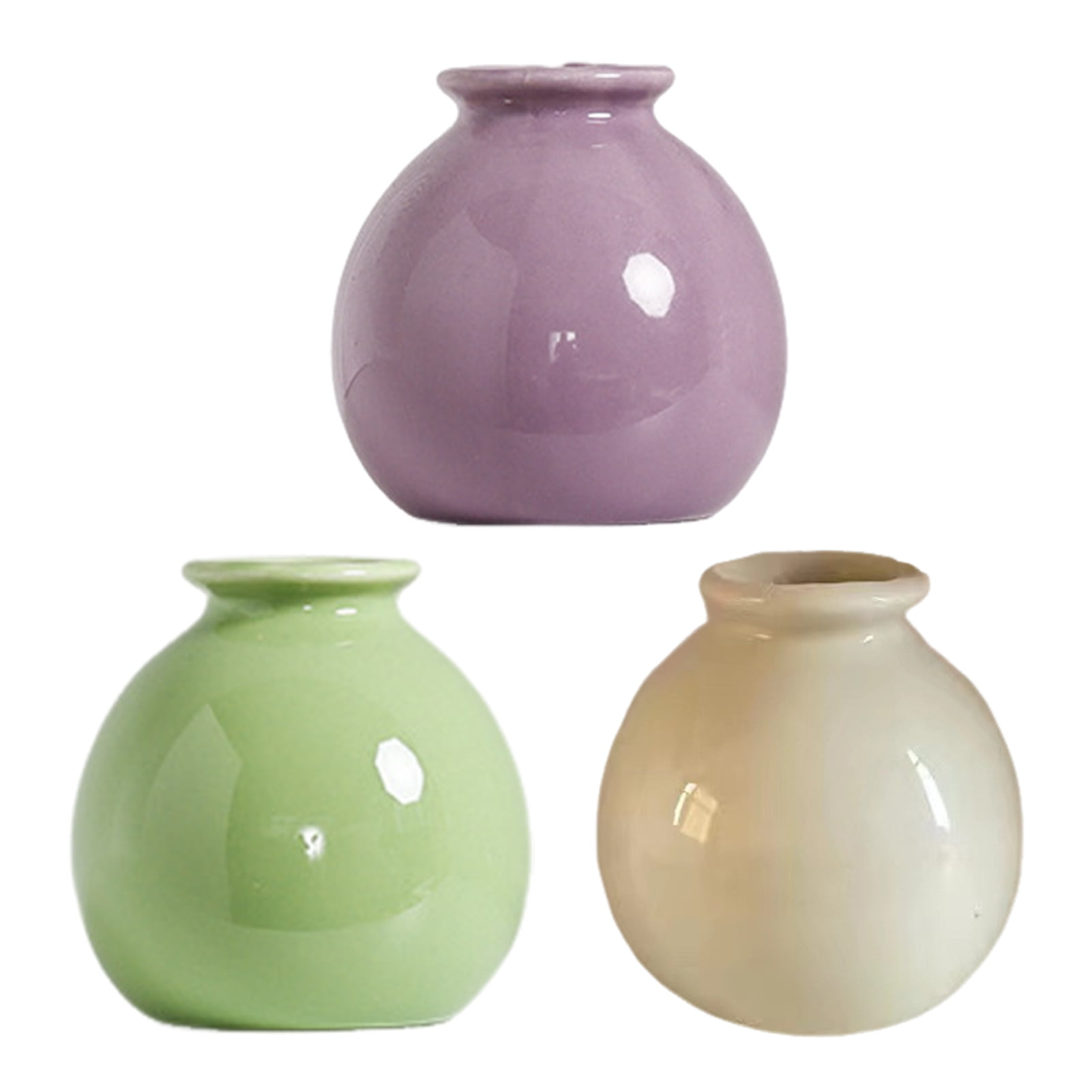 Hyasfey Mini Ceramic Vase Solid Color Glazed Flower Vase Desktop Decor ...