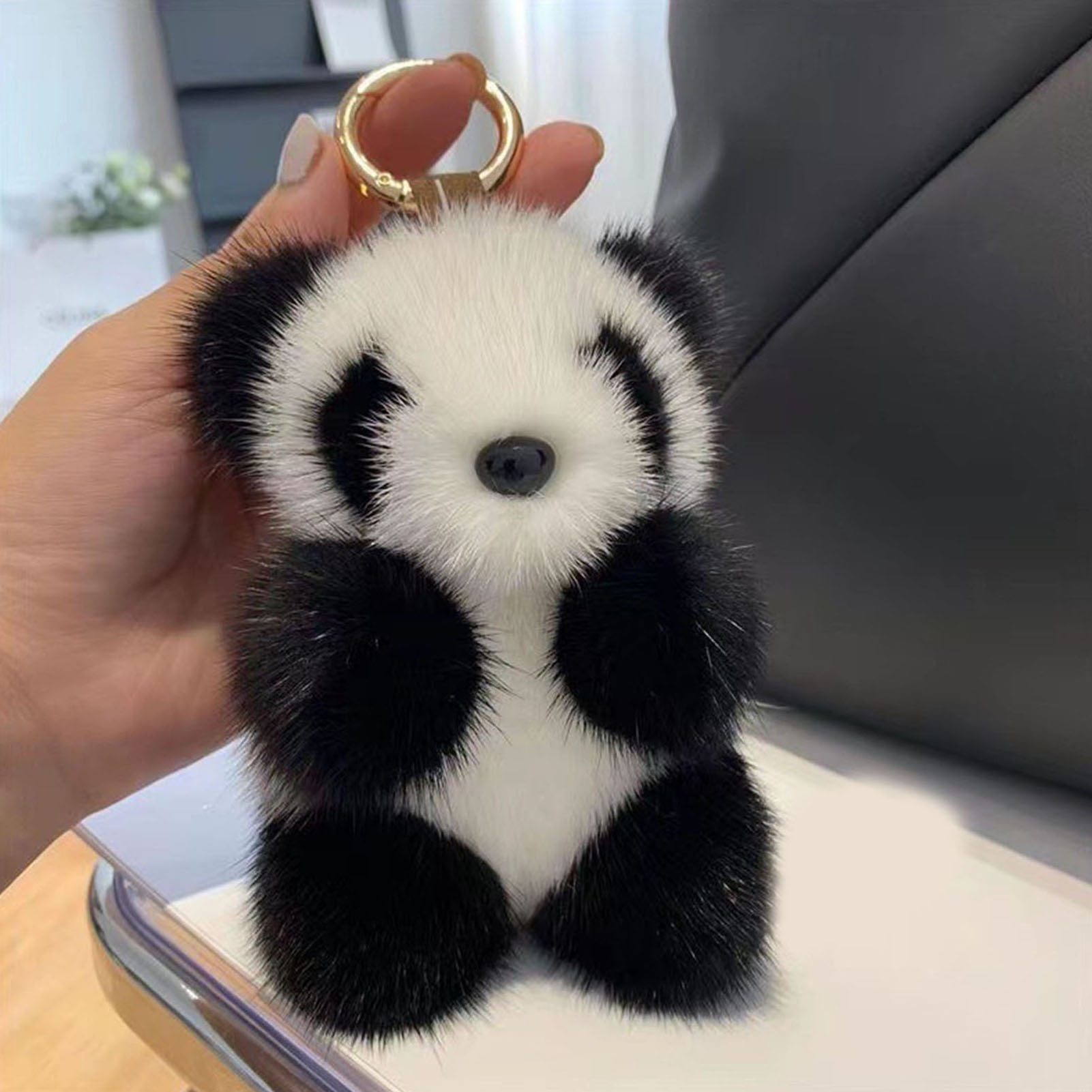 Hyasfey Small Panda Plush Doll Keychain Pendant Women Bag Ornament Cute ...