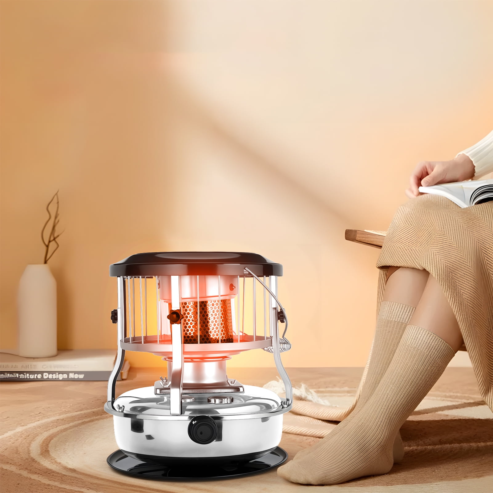 Hyasfey White Non-Electric 9000 BTU Kerosene Stove, Portable Indoor ...