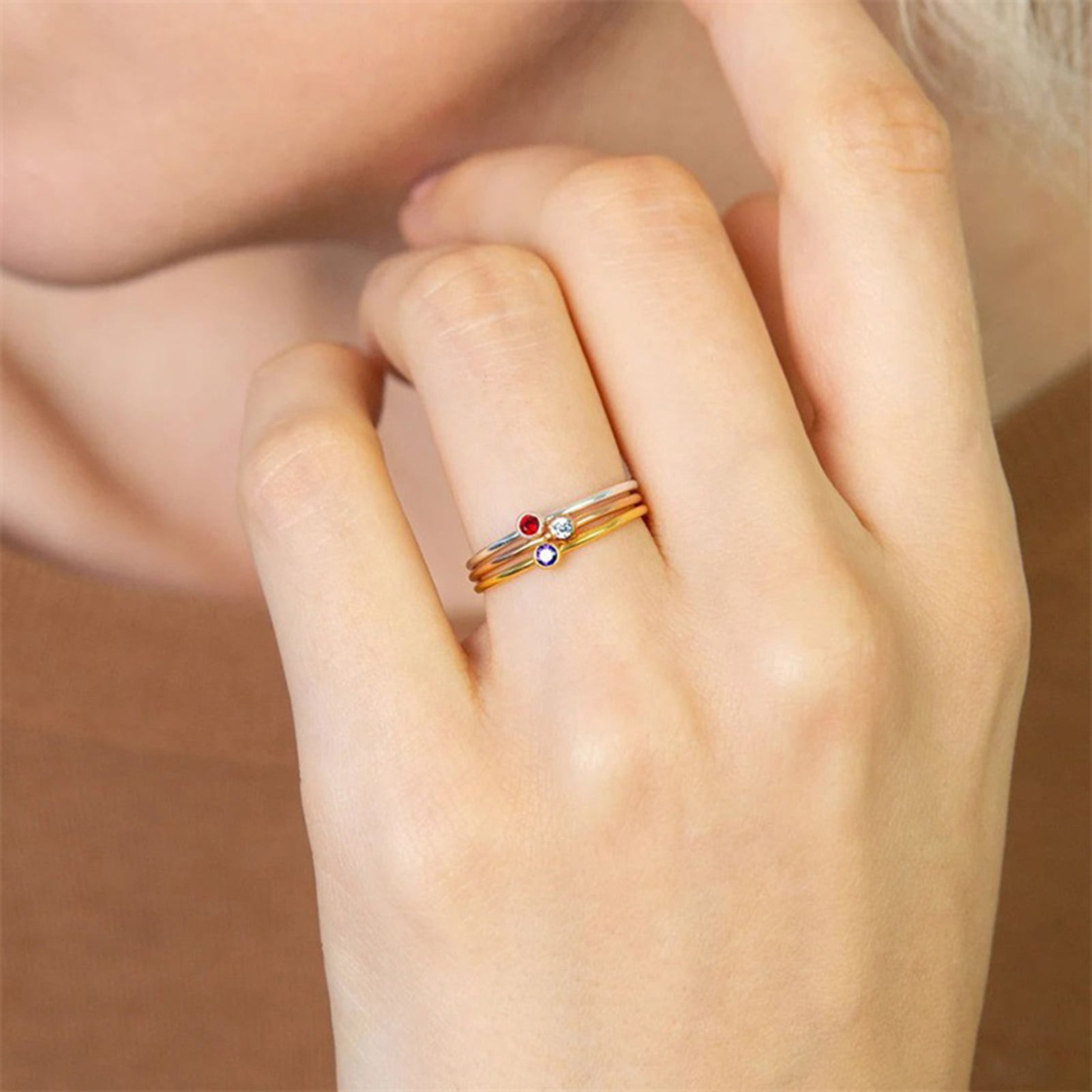 Hyasfey Women Ring Shiny Ultra-Light Non-Irritating Anti-Oxidation ...