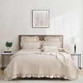 Hyashoshi Beige Queen Size Quilt Set, 3 Pieces 100% Washed Cotton Queen ...