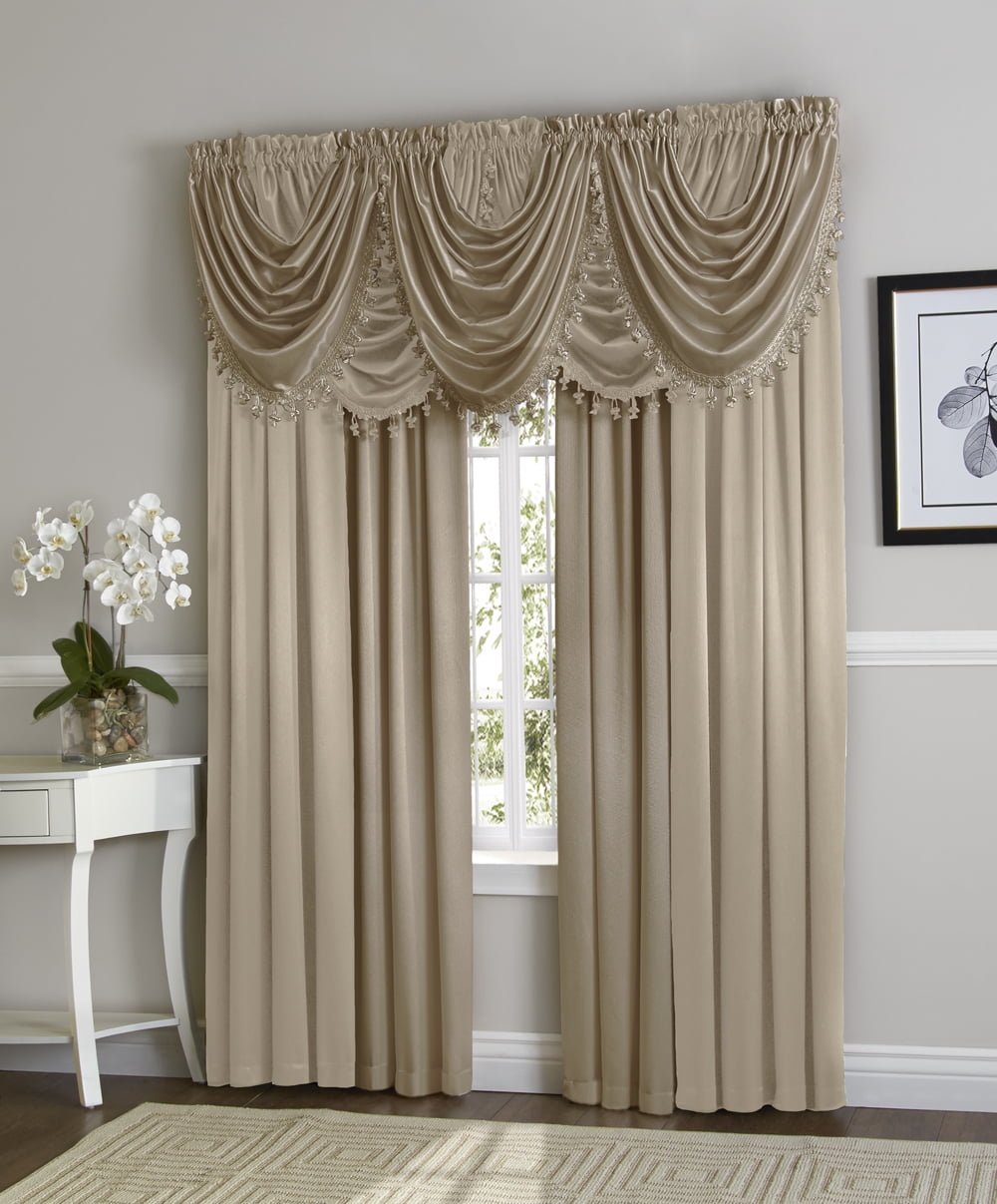 Hyatt 9 Piece Curtain & Fringed Valance Set with Drapes Panel ...