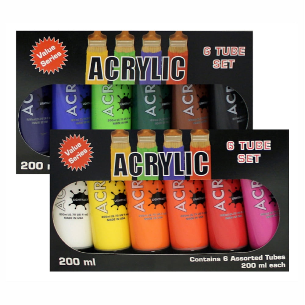 Hyatt's Acrylic Paint, Set of 12 Colors 200ml Tubes, Lightfast, Made in ...