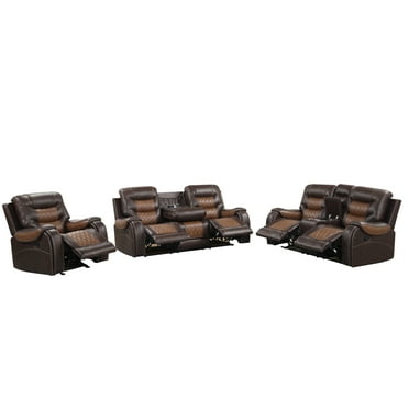 AYCP Multifunction Power Air Leather Recliner Sofa Loveseat Set with ...