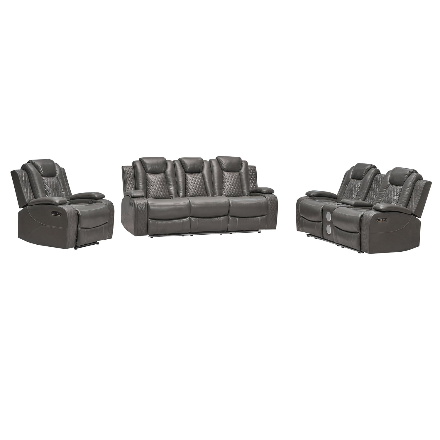 Hybition Living Room Furniture Set, 3 Pieces,Power Recliner Sofa with ...