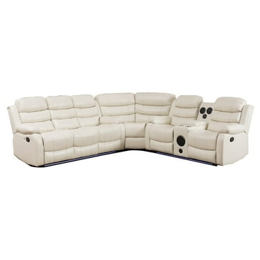 PonLiving Power Leather Recliner Sofa with LED Lights,with USB Port ...
