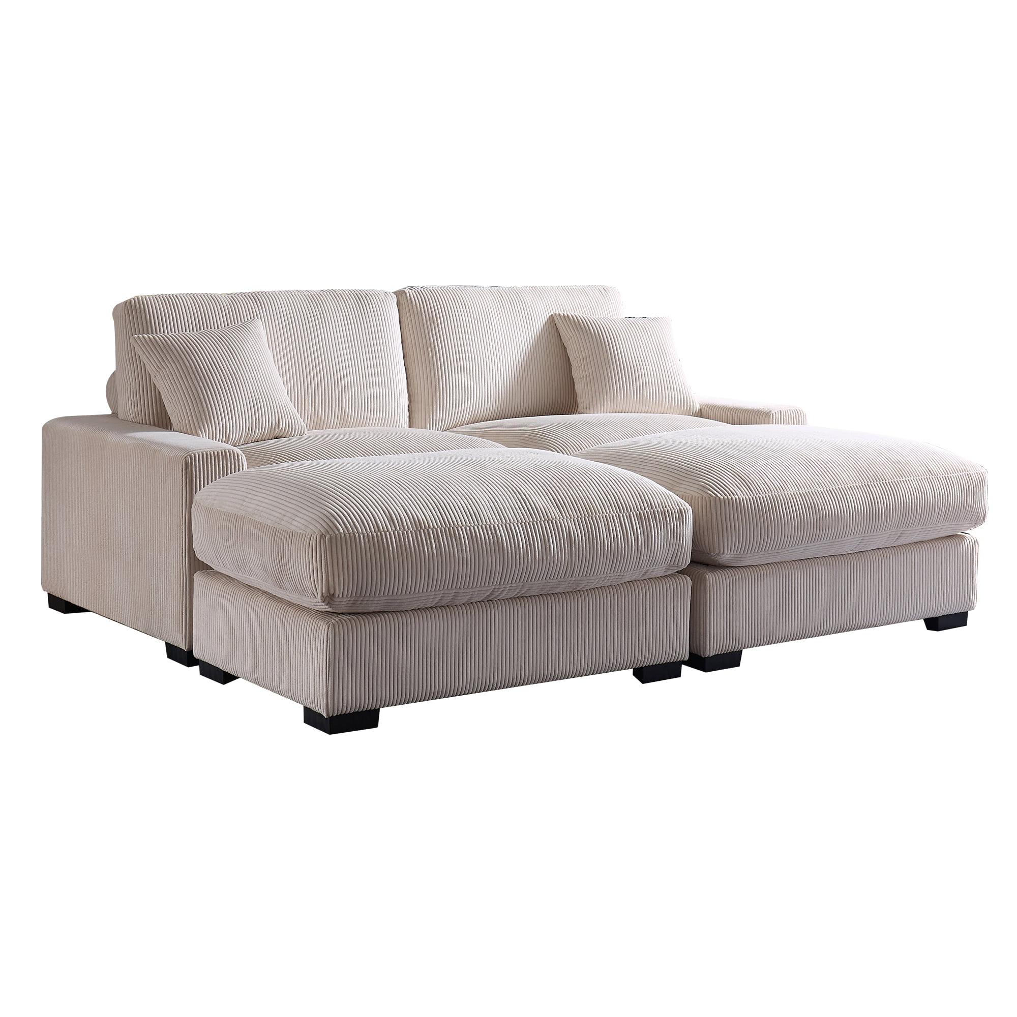 Hybition Oversized Loveseat Sectional Sofa 2 Movable Ottomans Pillows ...