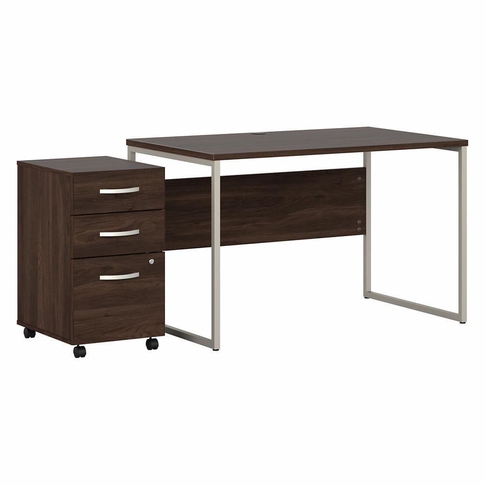 Hybrid 48W x 30D Computer Desk with Drawers in Black Walnut ...