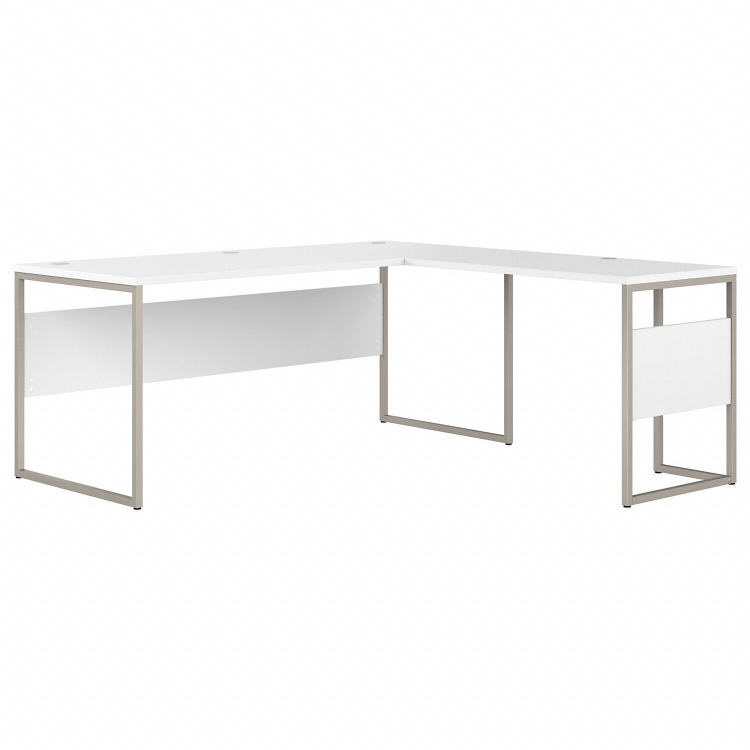 Hybrid 72W x 30D L Shaped Table Desk in White - Engineered Wood ...