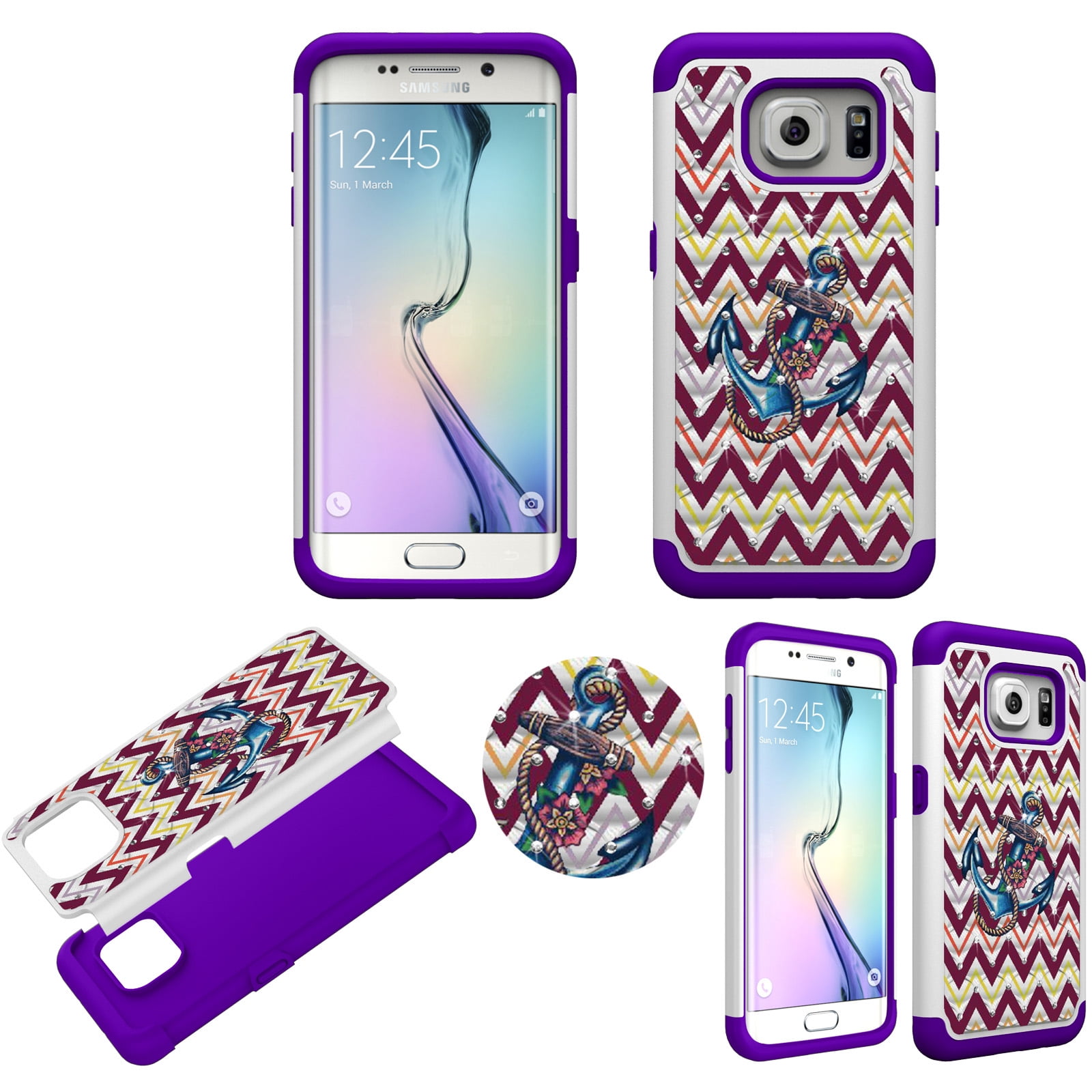 Hybrid Anchor on Chevron Crystal Diamond for Samsung Galaxy S7 Edge ...