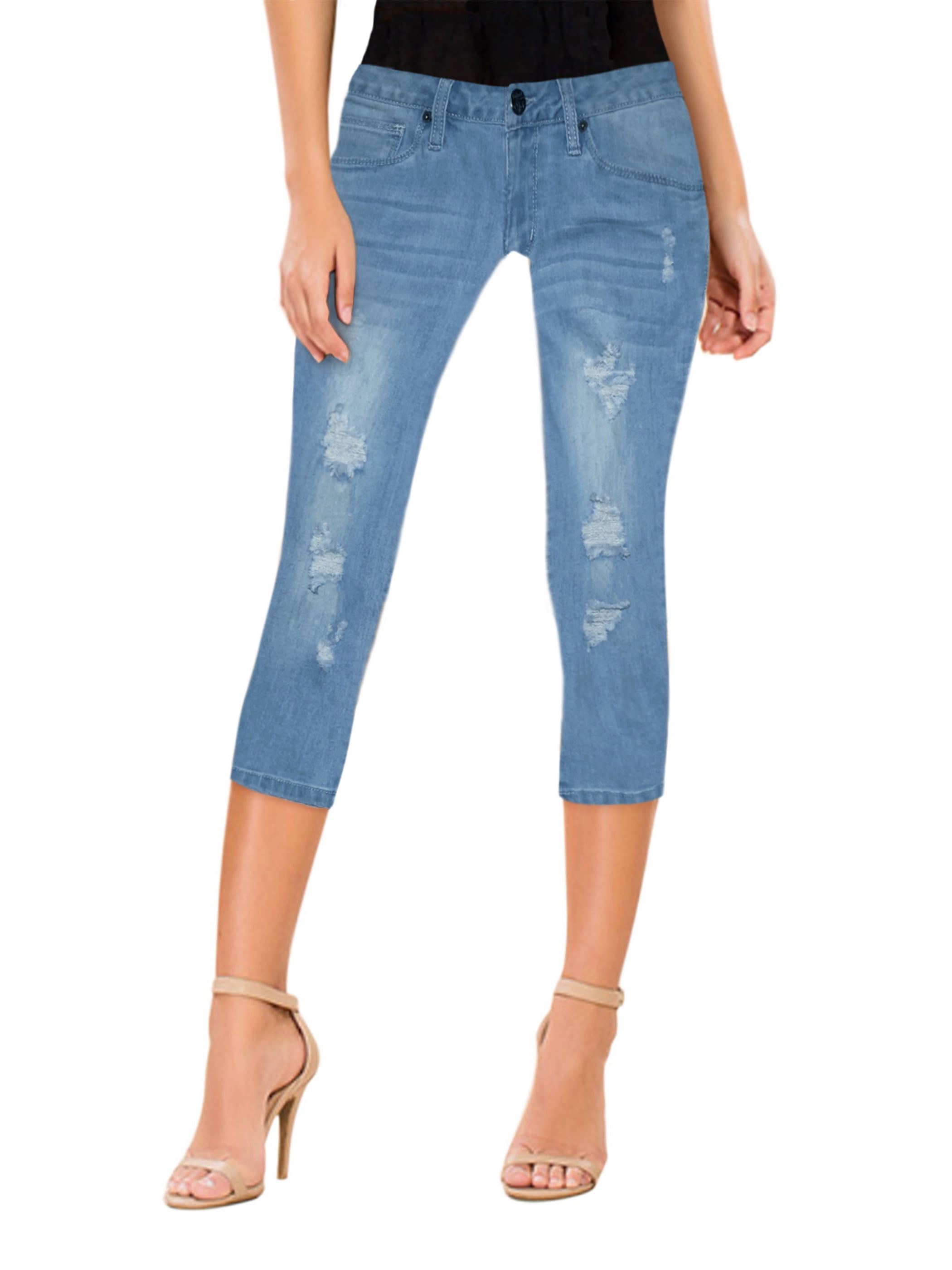 Hybrid & Co. Women's 17 inch Butt Lift Super Comfy Stretch Denim Capri ...