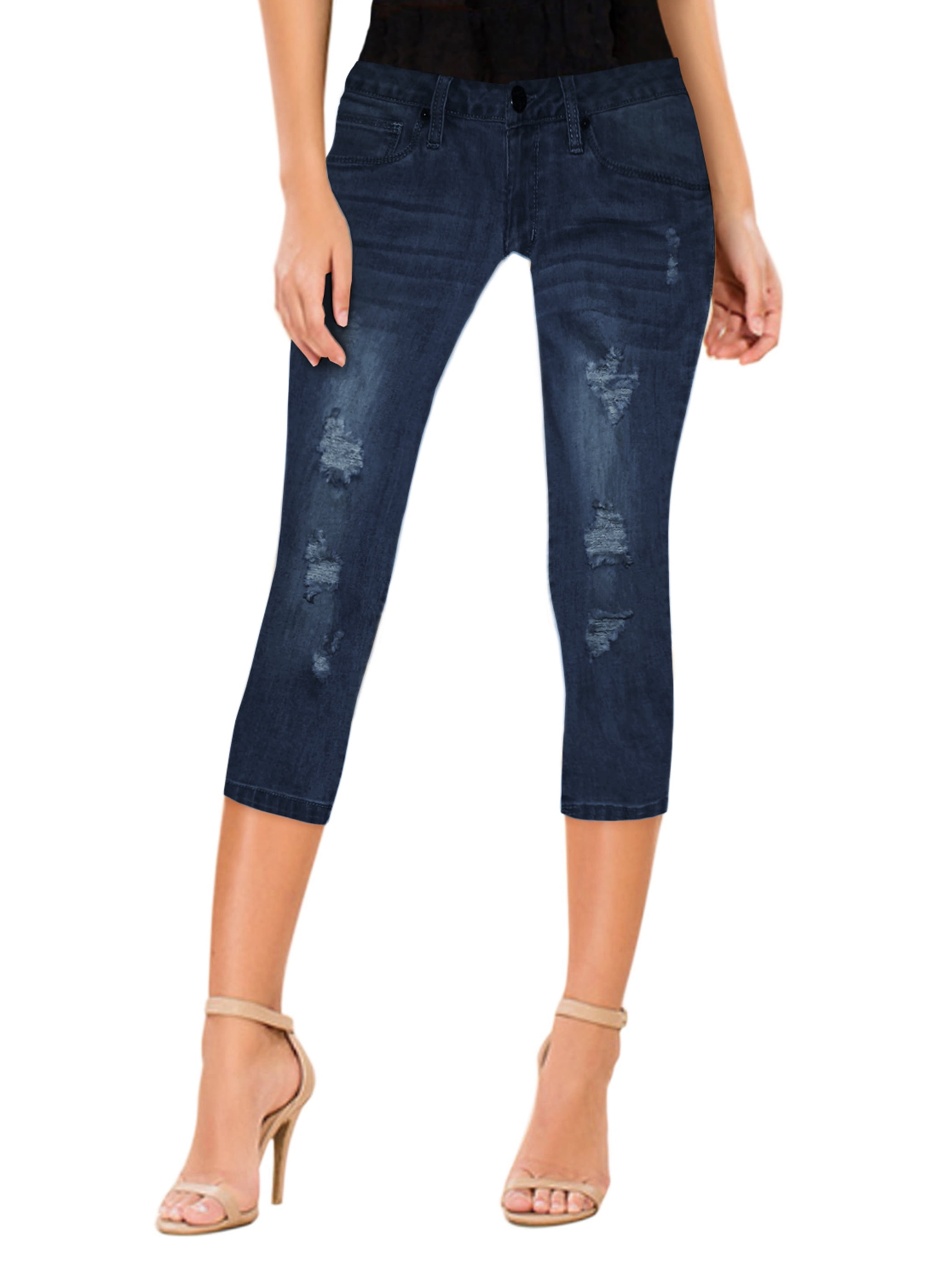 Hybrid & Co. Women's 17 inch Butt Lift Super Comfy Stretch Denim Capri ...