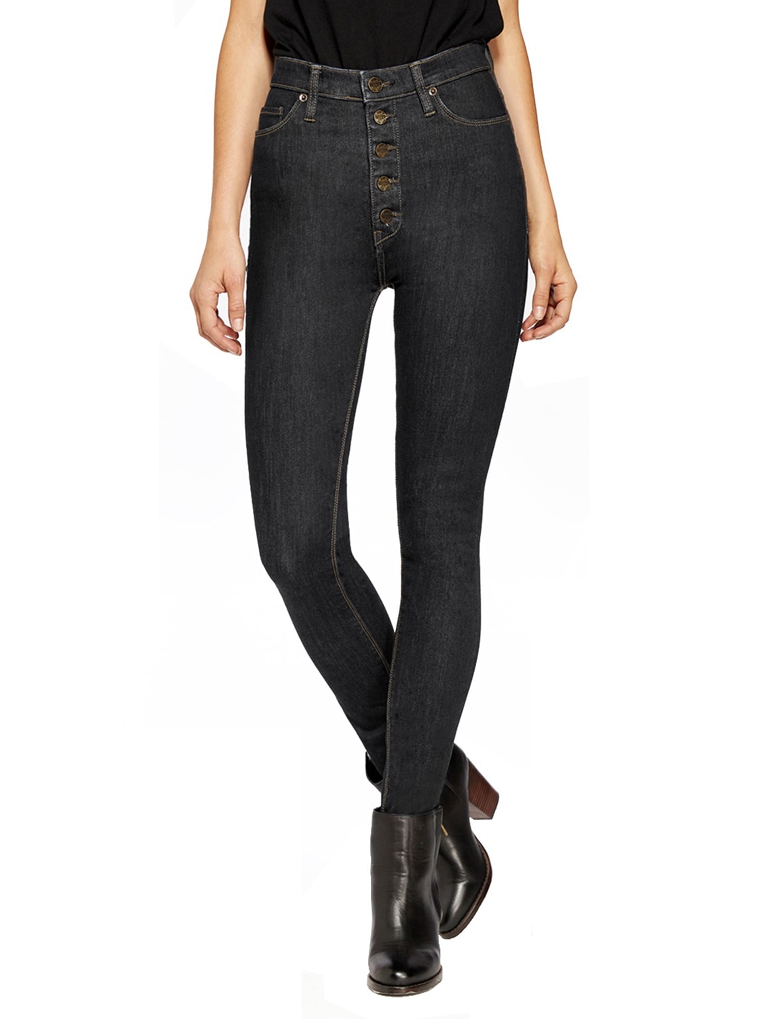 Hybrid & Company Super Comfy High-Waisted Stretch Women 5 Button Jeans ...