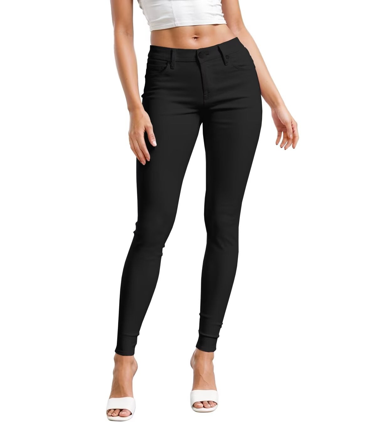 Hybrid & Company Women's Hyper Ultra Stretch Comfy Skinny Pants,BLACK ...