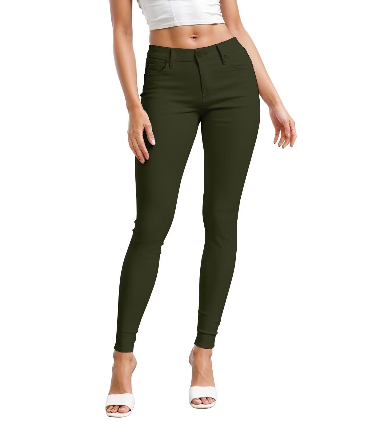 Hybrid & Company Women's Hyper Ultra Stretch Comfy Skinny Pants,OLIVE ...