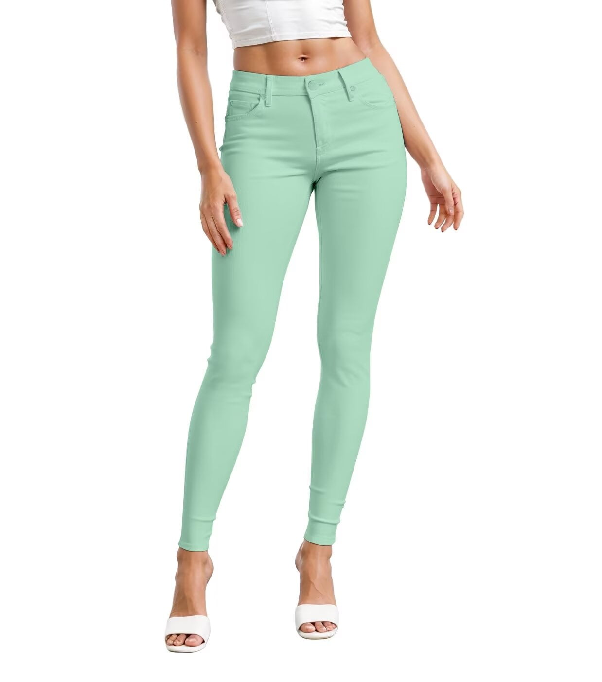 Hybrid & Company Women's Hyper Ultra Stretch Comfy Skinny Pants,MINT S ...