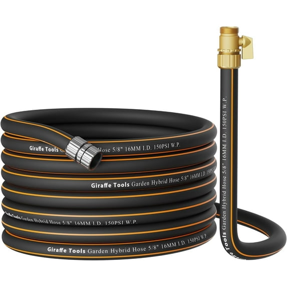 Hybrid Garden Hose 5/8" x 50ft, Male and Female Fittings with Shut off ...