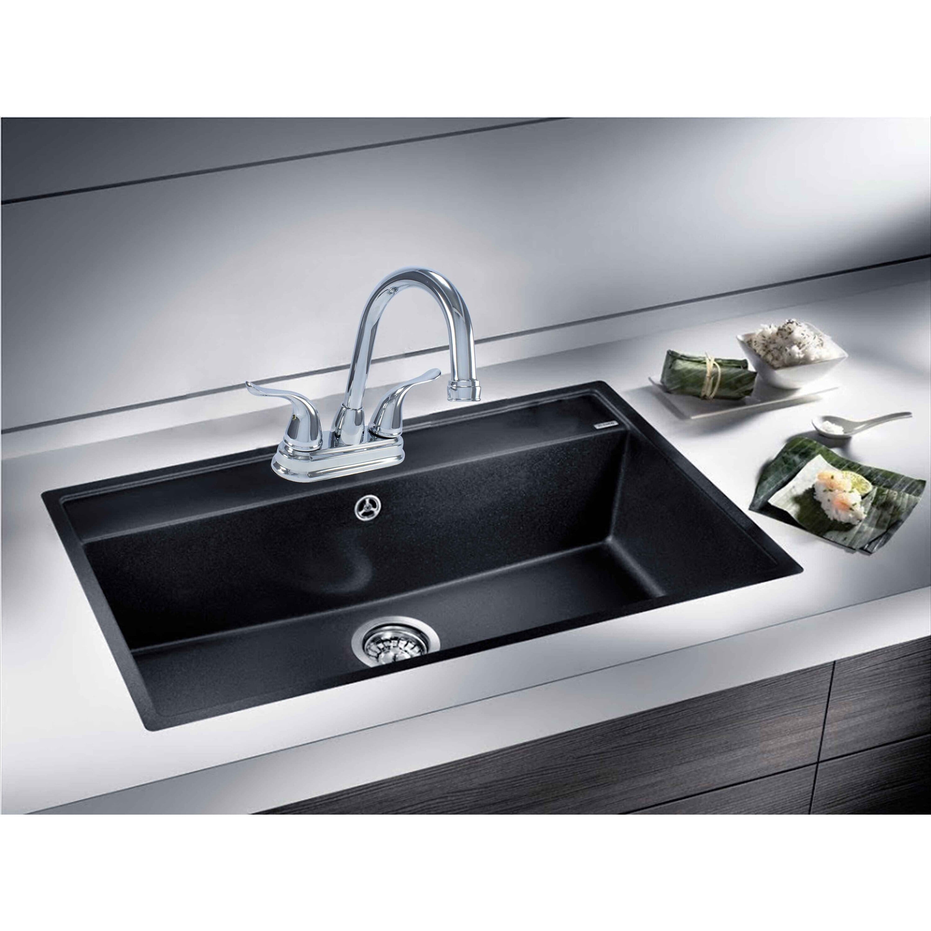 Hybrid Metal Deck Lavatory Bathroom Faucet Double Handle,360 Degree ...