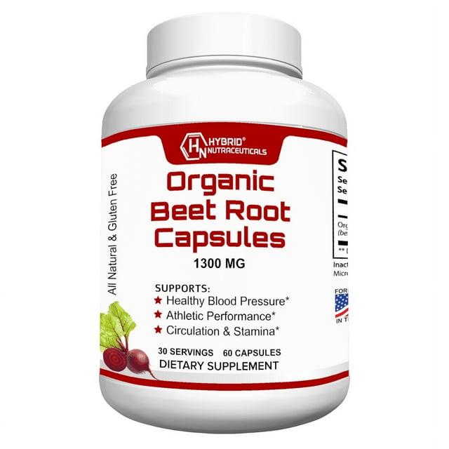 Hybrid Nutraceuticals Organic Beet Root Pills 1300mg - Heart Health ...
