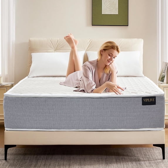 Hybrid Queen Mattress, VIPLIVE 10 Inch Plush Queen Pocket Springs ...