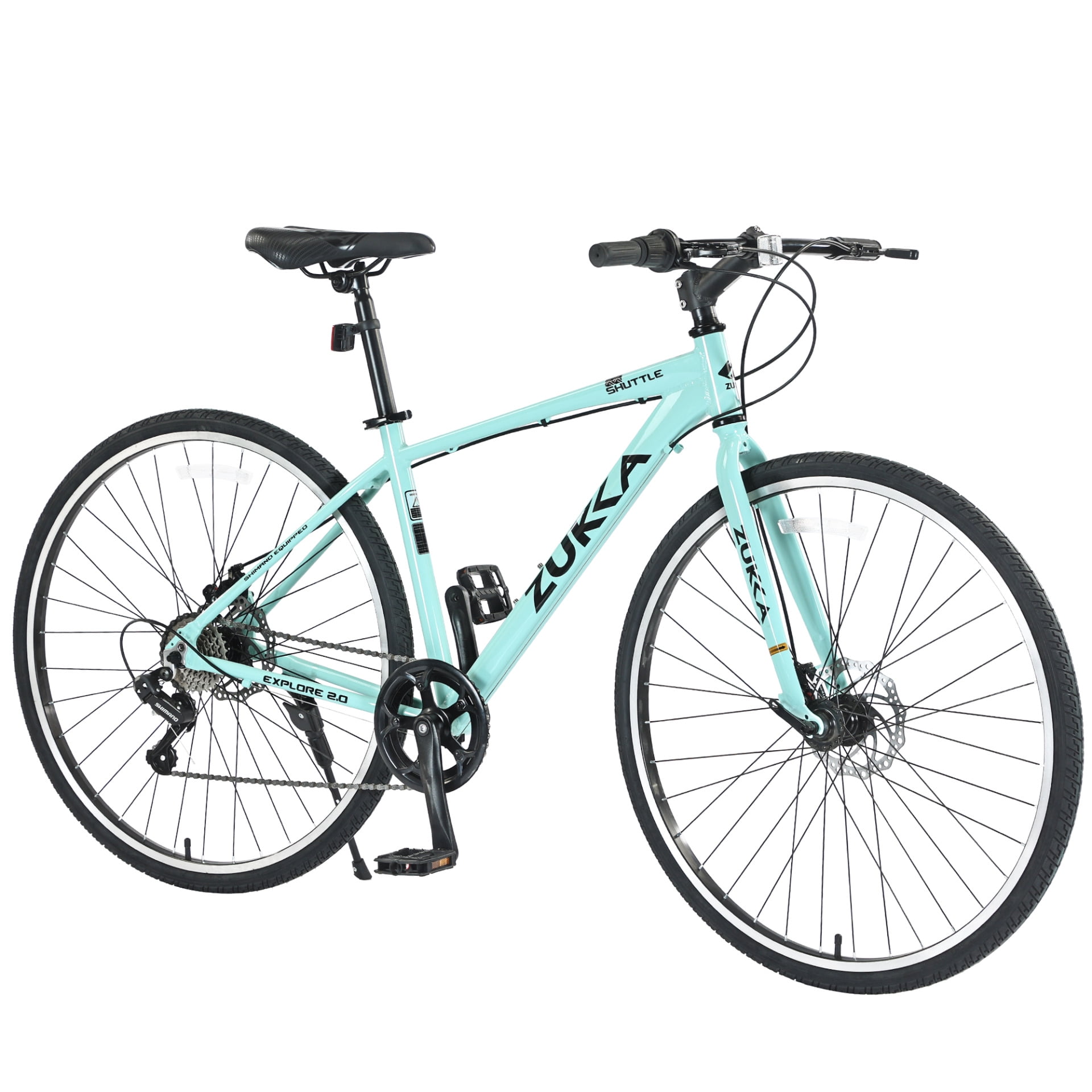 Hybrid Road Bike with Lightweight Aluminum Frame, Dual Disc Brakes ...
