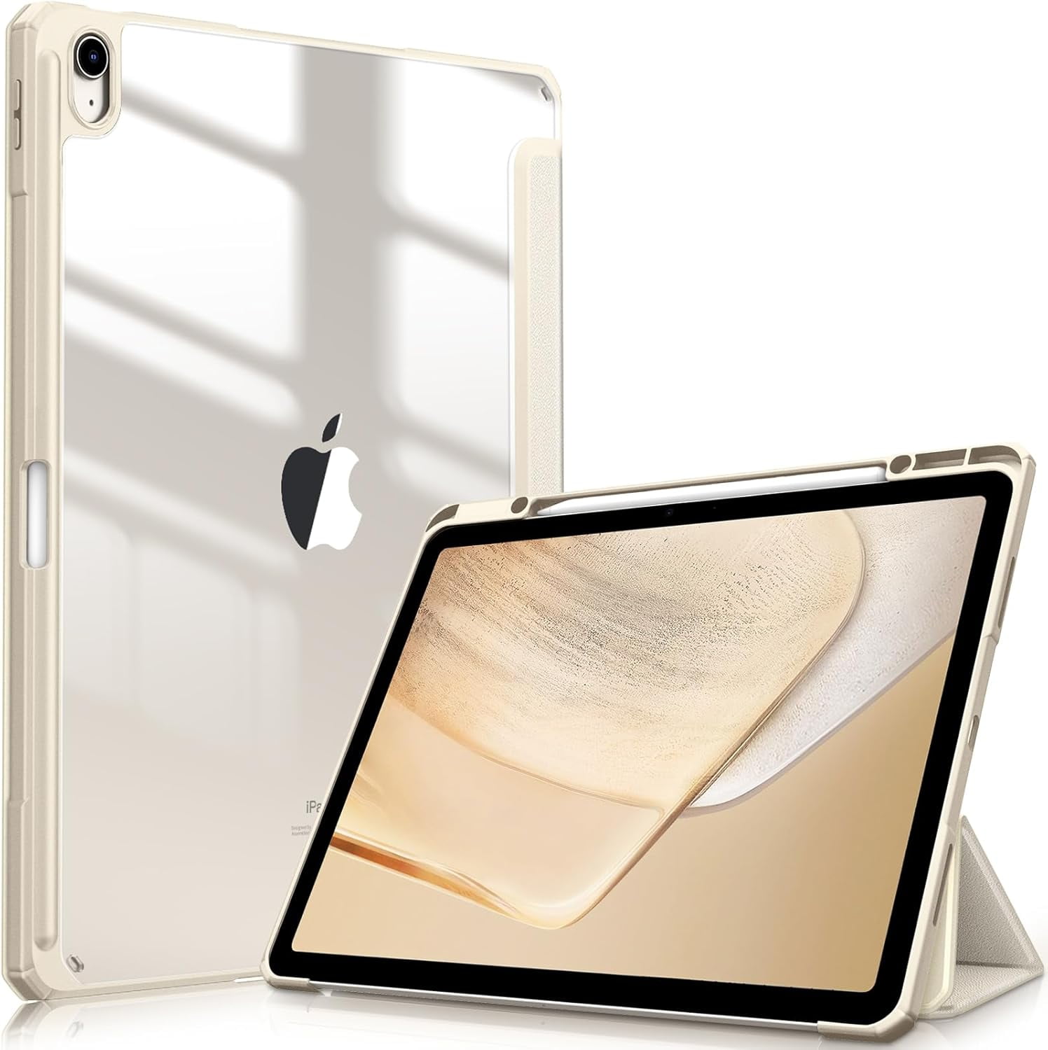 Hybrid Slim Case for iPad Air 13-inch (M2) 2024, [Built-in Pencil Holder] Shockproof Cover with ...