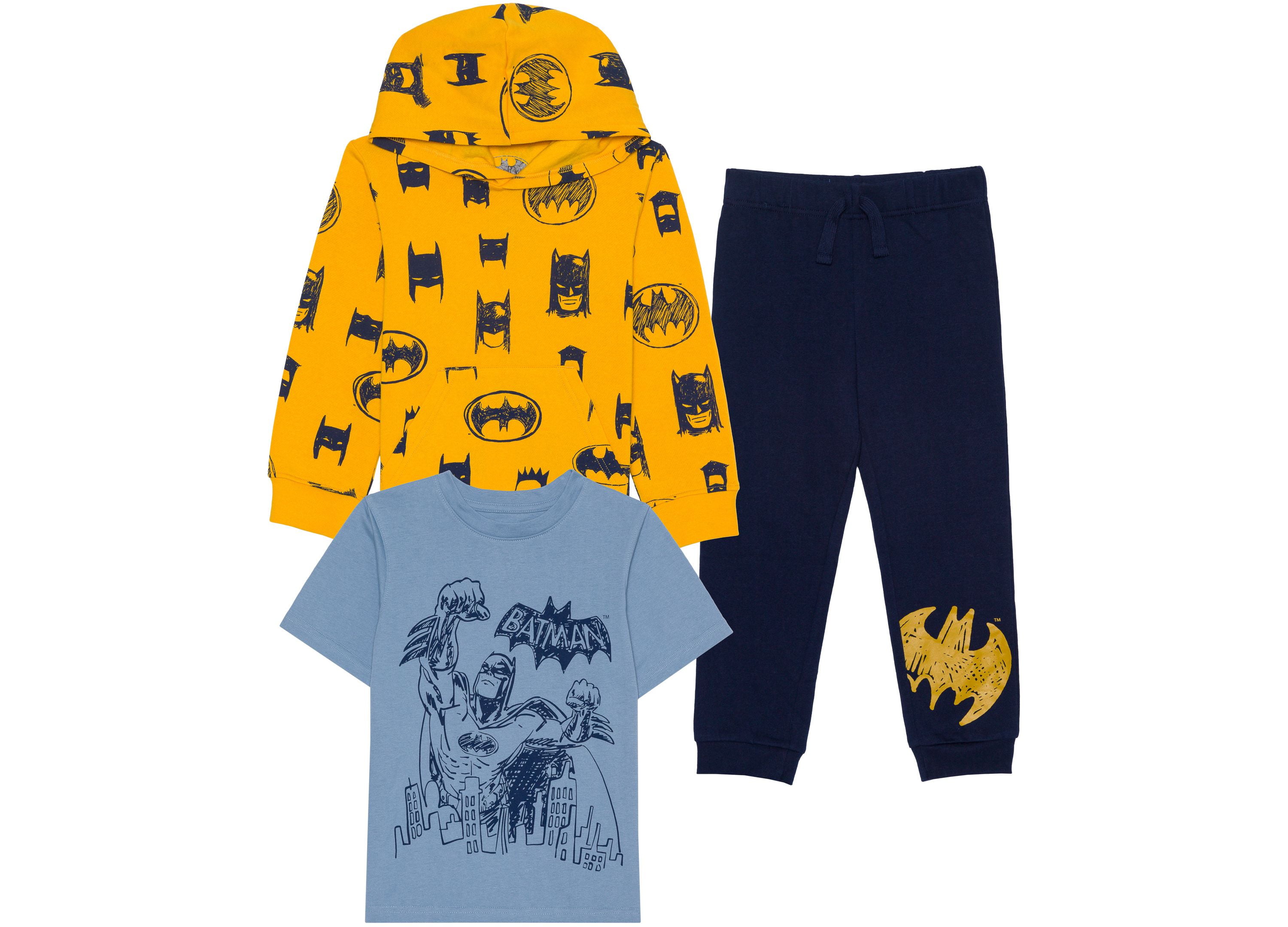 Hybrid Toddler Boys Batman Fleece 3 Piece Set Navy/Yellow 3T - Walmart.com