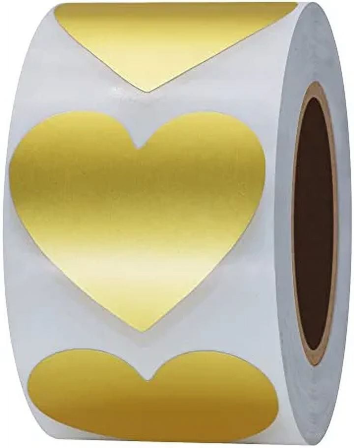Hybsk Gold Love Heart Stickers 1.5 Inch Adhesive Label 500 Per Roll ...