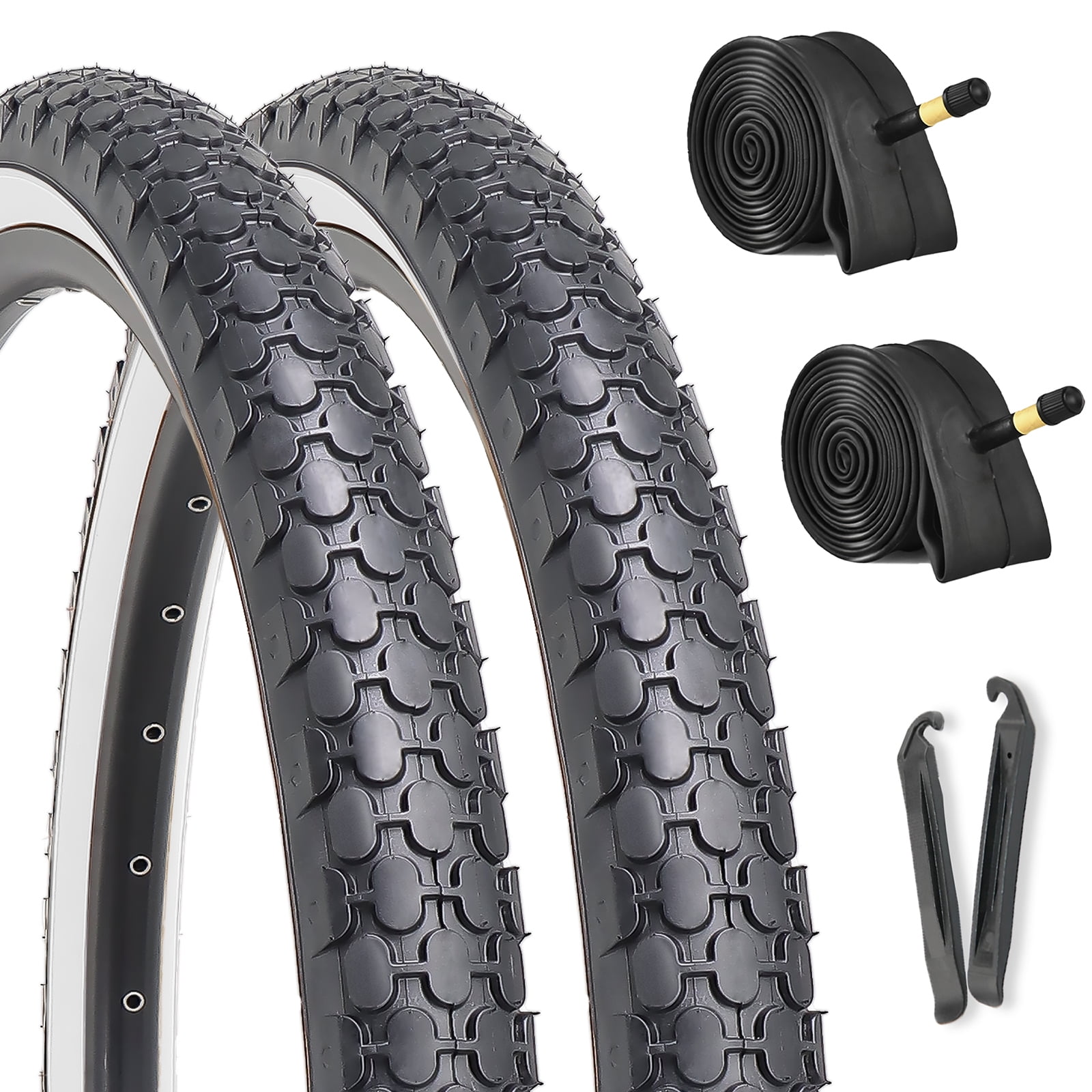 MOHEGIA 2 Pack Bike Tires Set,24x2.125 White Inch Folding Replacement Tire Plus Bike Tubes and ...