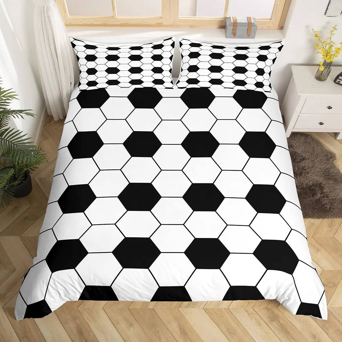 Hycomb Duvet Cover Set Size Geometry Hexagon Theme with Pink Blue Neon ...