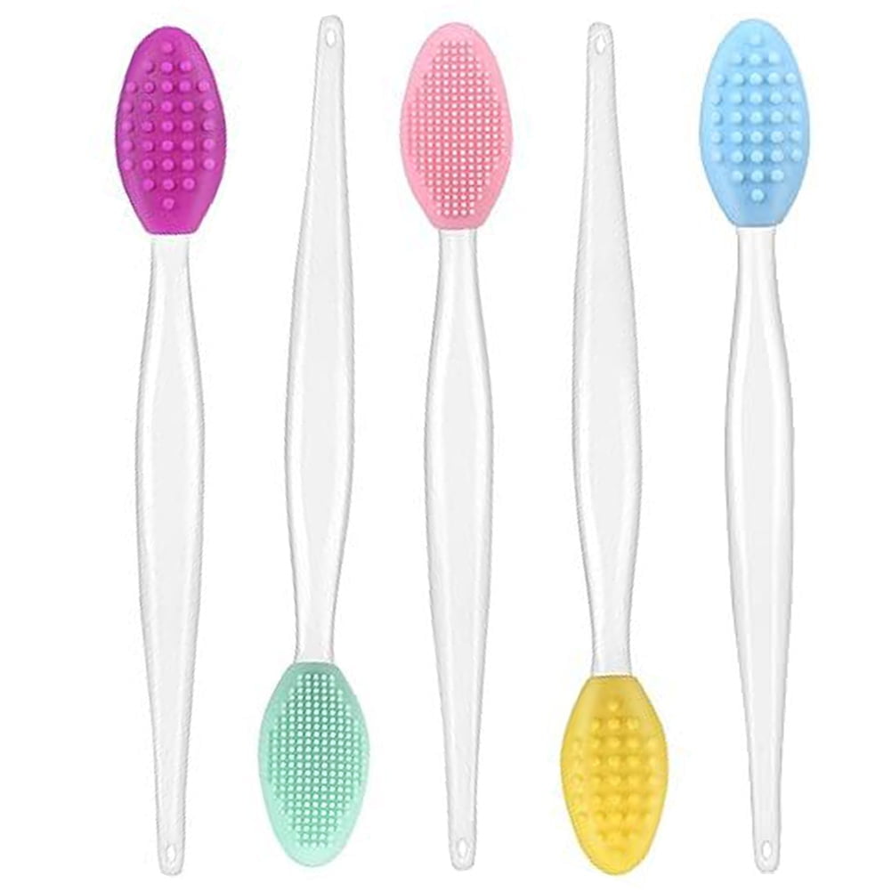 Hydanny 5 Pcs Exfoliating Lip Brush Silicone Scrub Tool Stick Mini Cleaner Exfoliator Scrubber ...