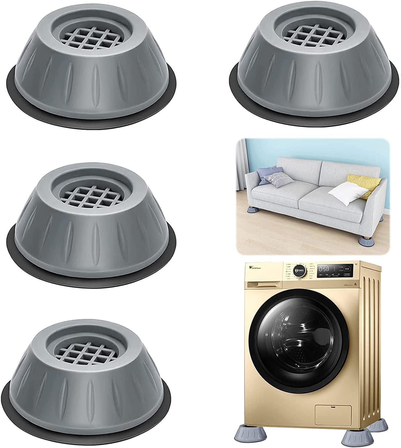 Hydanny Anti Vibration Pads, 4 Pieces Rubber Feet for Washing Machine ...