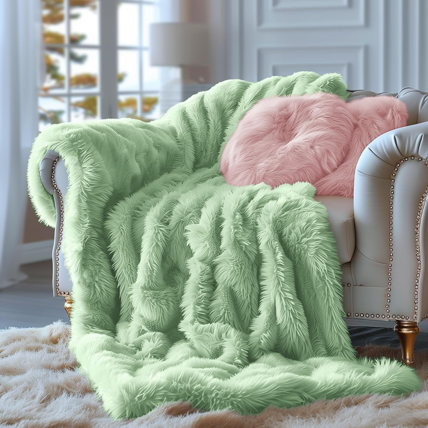 Hyde Lane Fluffy Cute Throw Blankets for Couch Sofa,2 Way Reversible ...