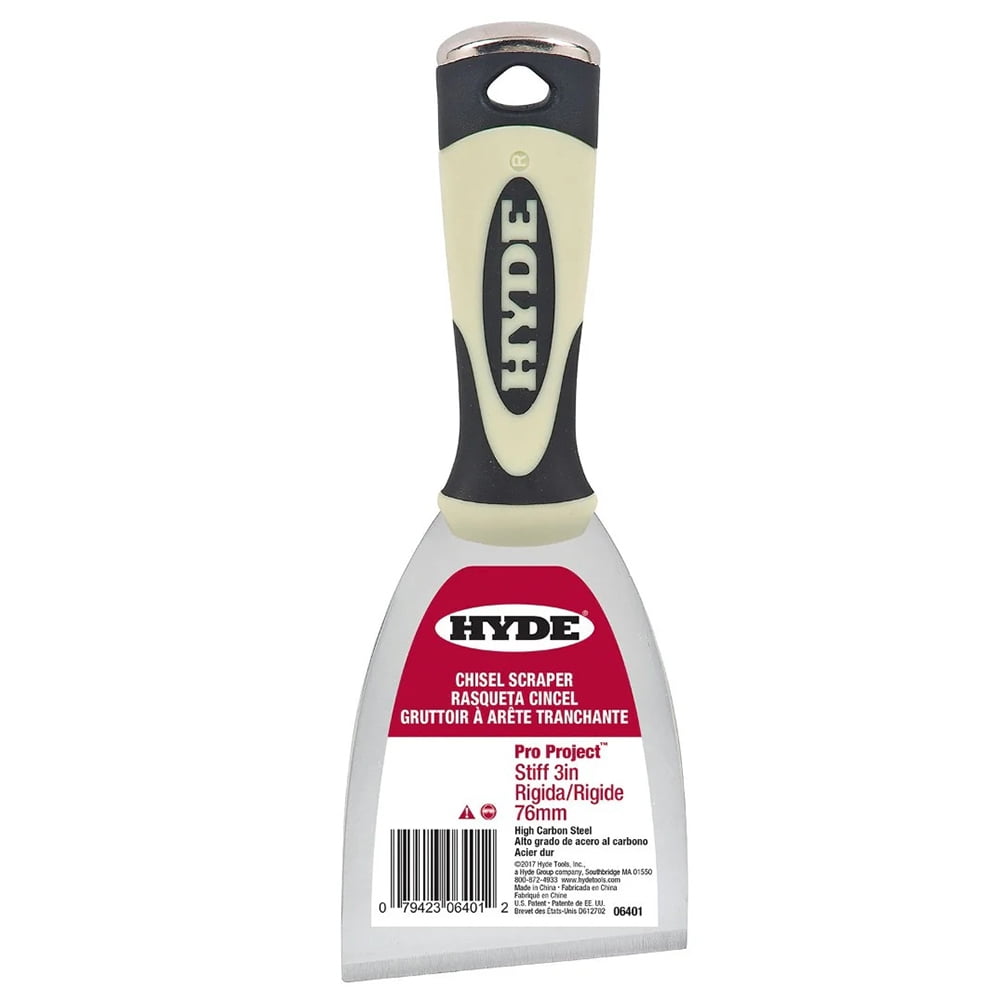 3" Hyde Tools 06401 Pro-Project Stiff Chisel Scraper w/ Hammer Head End ...