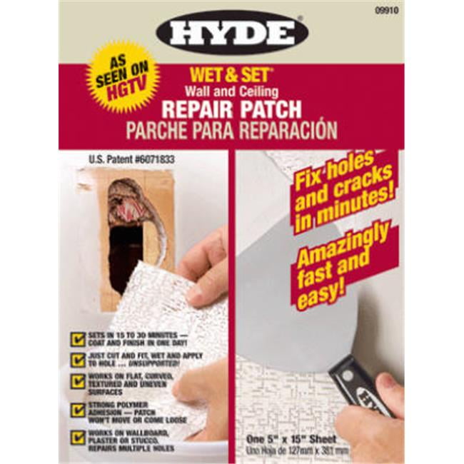 Hyde Tools Wet & Set Wall and Ceiling Repair Patch, 5 in W x 15 in L, Fabric Wall Fillers ...