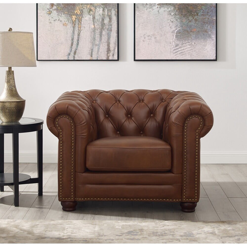 Hydeline USA Hydeline Aliso Top Grain Leather Chesterfield Chair with ...
