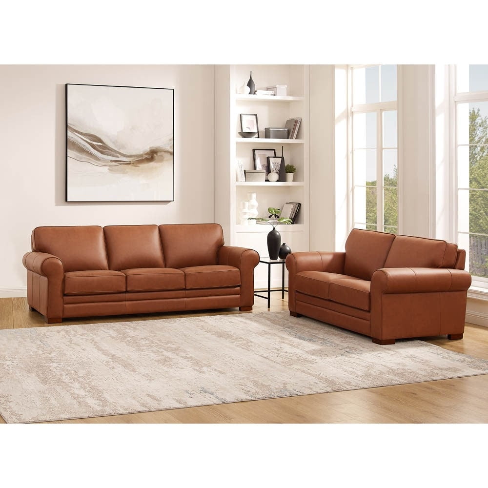 Hydeline USA Hydeline Brookfield Top Grain Leather Sofa Set, Sofa and ...