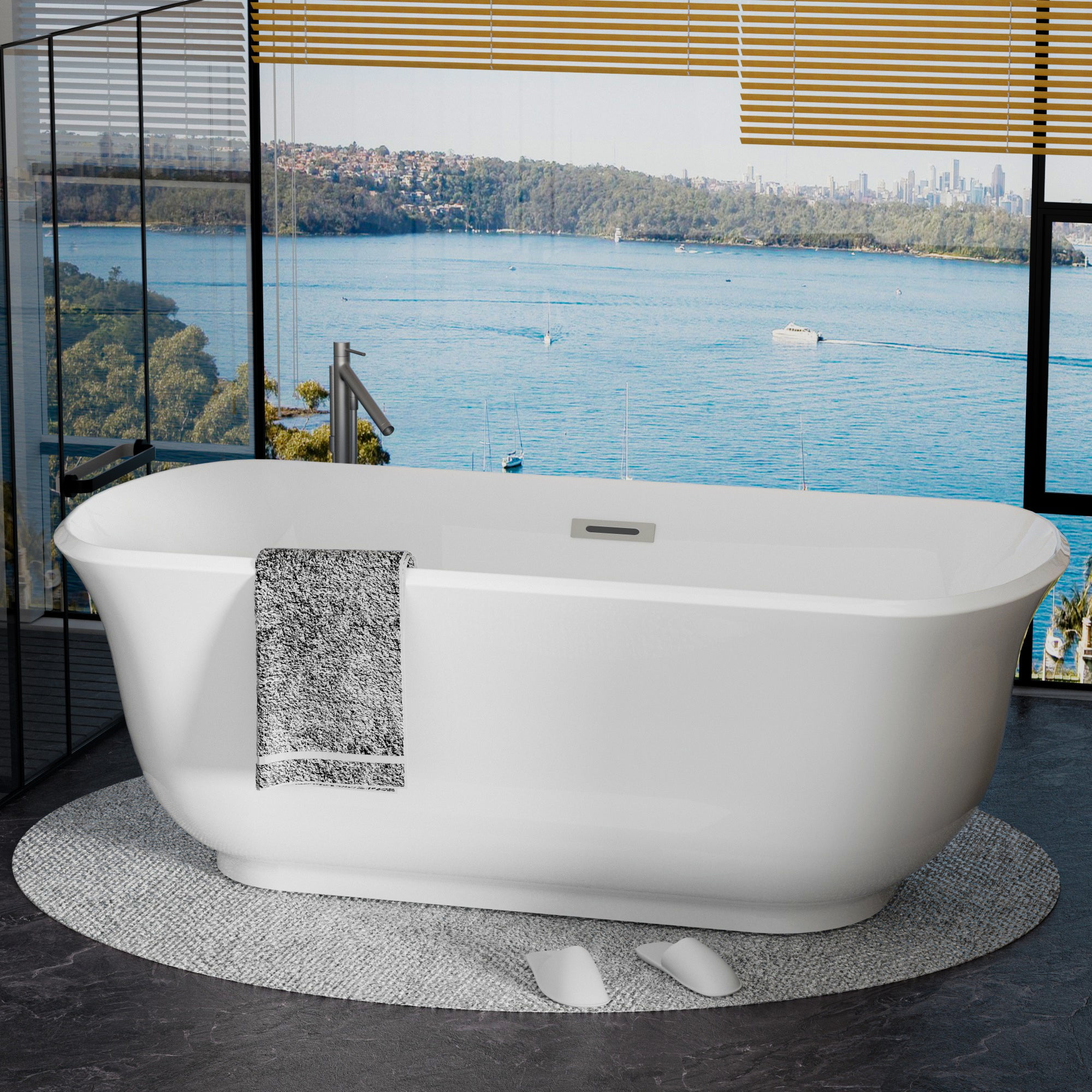 Hydra Acrylic Alcove Freestanding Soaking Bathtub - White - Walmart.com