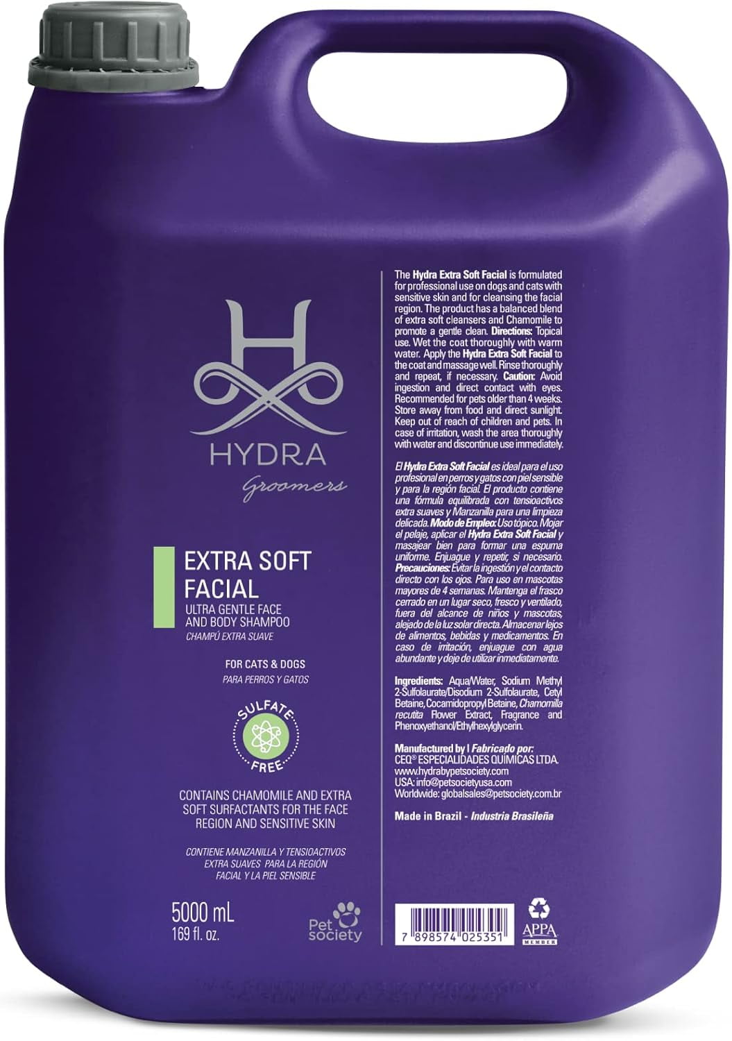 Hydra Professional Extra Soft Face and Body Shampoo, Hypoallergenic Pet ...