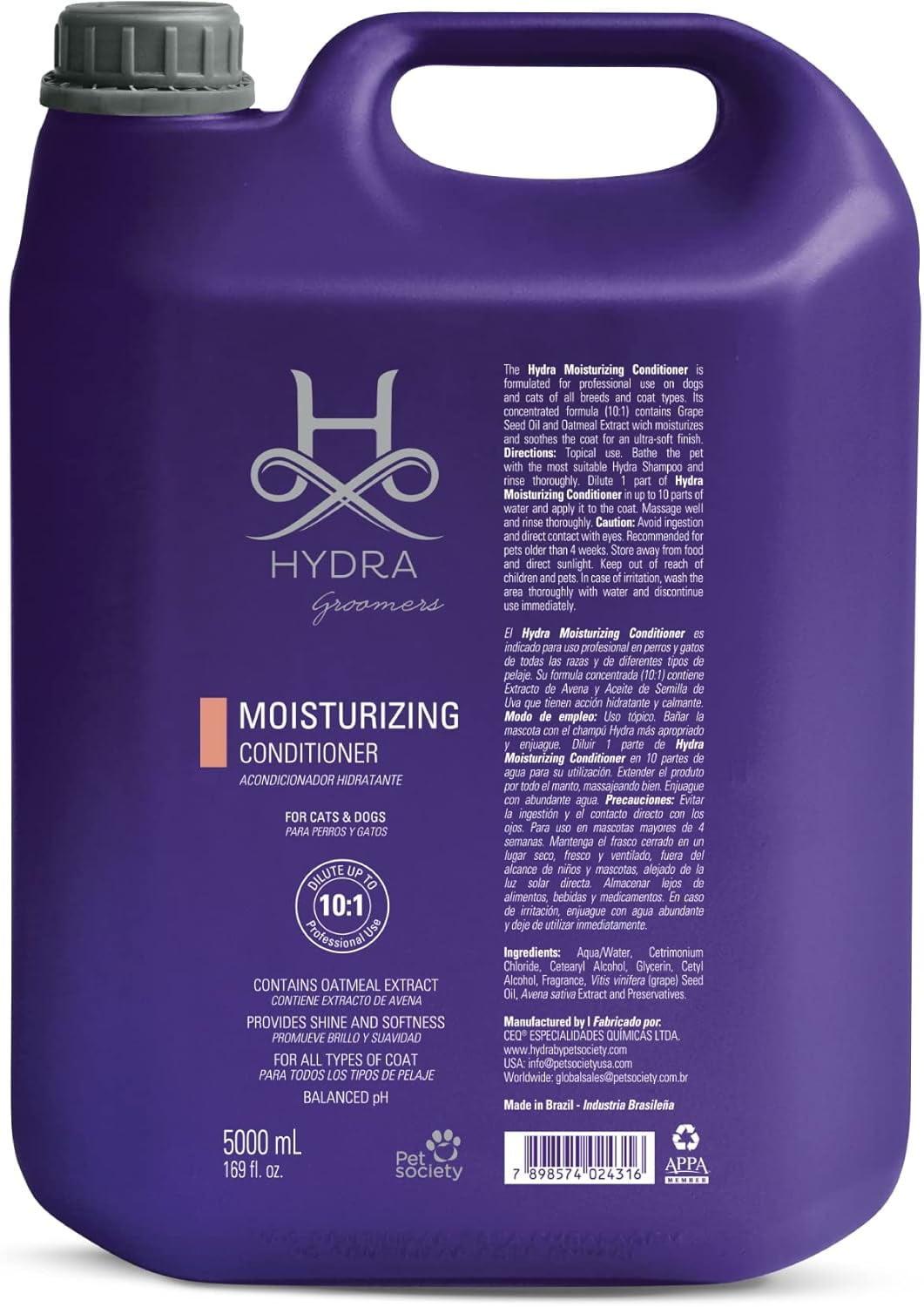 Hydra Professional Moisturizing Dog Conditioner, Oatmeal Hair ...