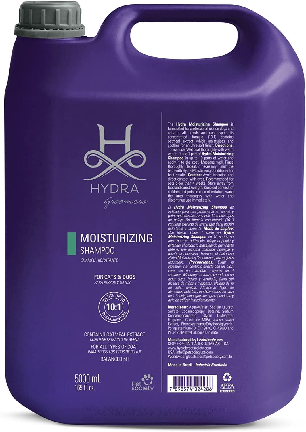 Hydra Professional Moisturizing Dog Shampoo, Oatmeal Bath for Dogs and ...