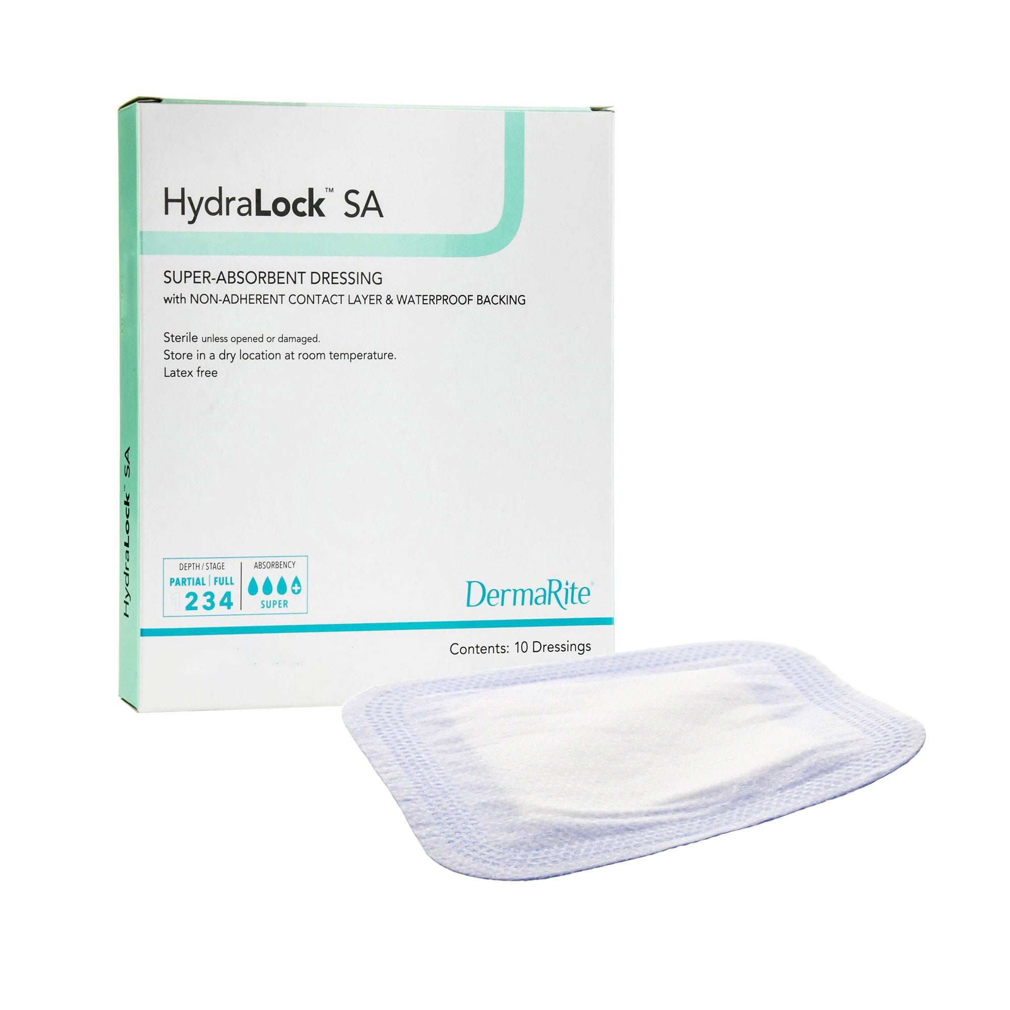 HydraLock SA Super Absorbent Dressing Blue / White 3 x 3" Sterile 60330 ...