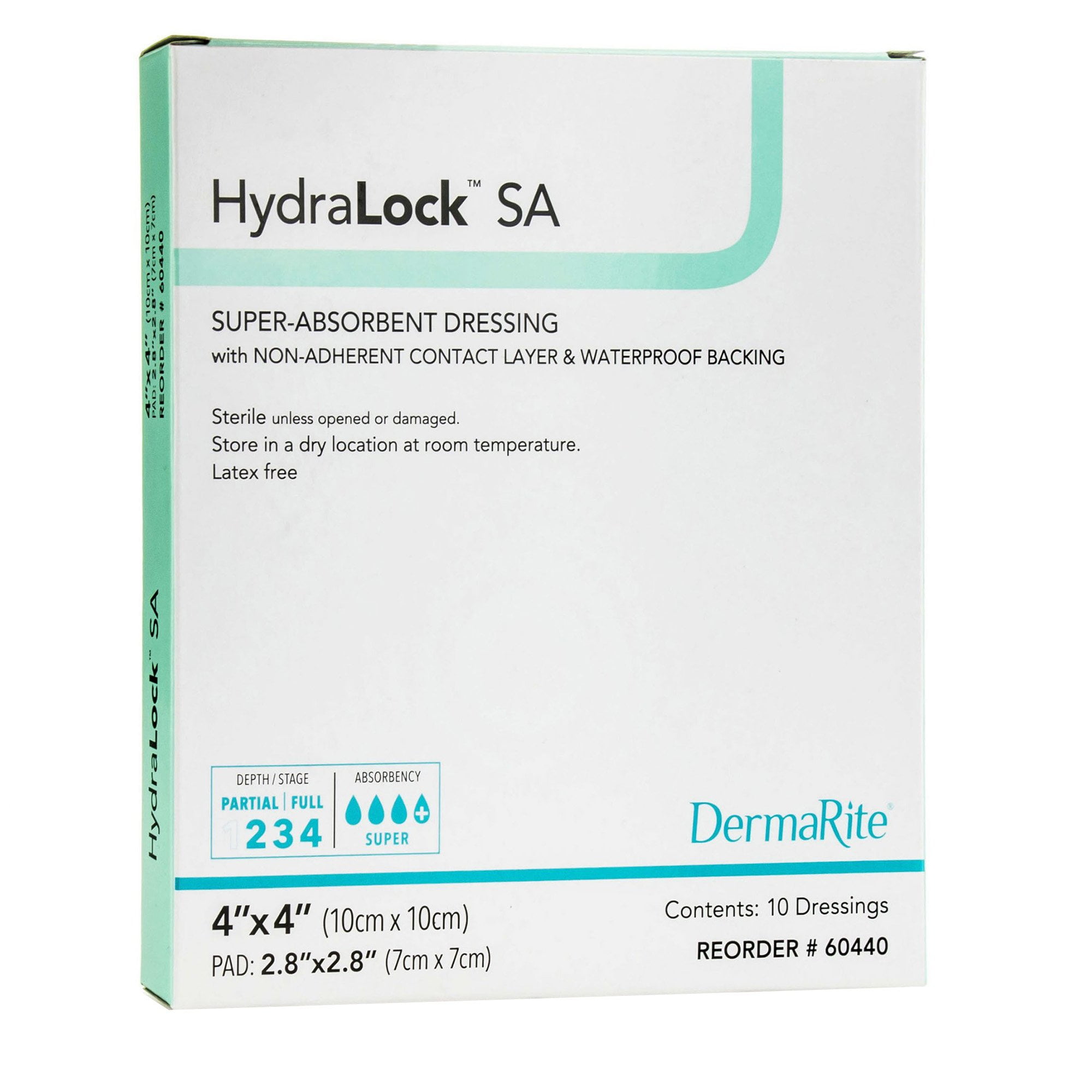 HydraLock SA Super Absorbent Dressing Blue / White 4 x 4" Sterile 60440 ...