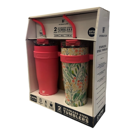 Hydraflow Stainless Steel Tumblers with Carry Handle 40 oz 2 pack ...