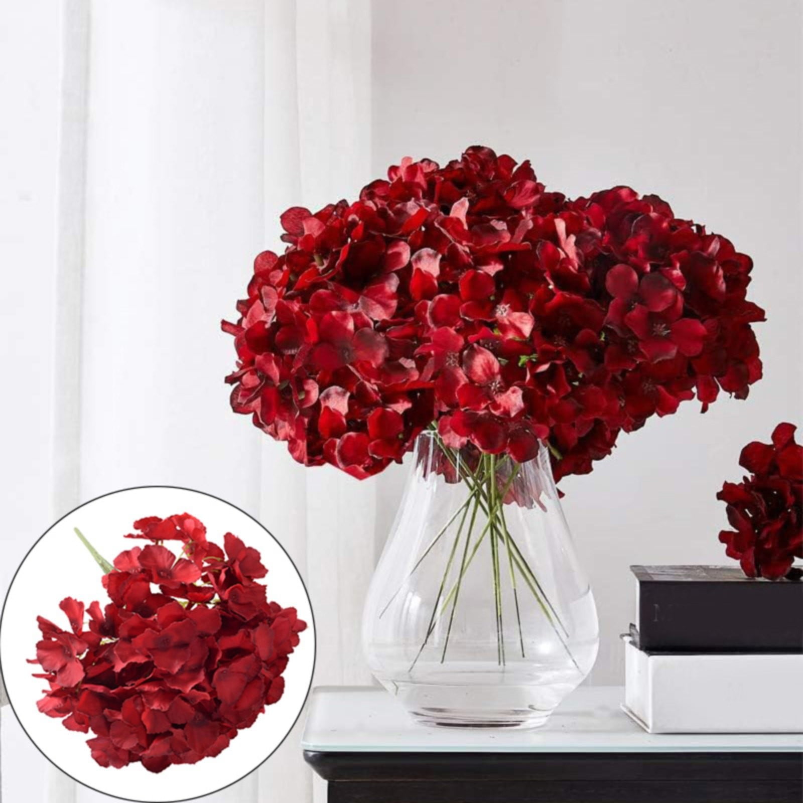 Hydrangea Artificial Flower, Red - Artificial Hydrangea Flowers Heads ...